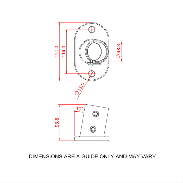 Pipeclamp Angled Railing Base Flange 4-10 Degree – Doughty Engineering