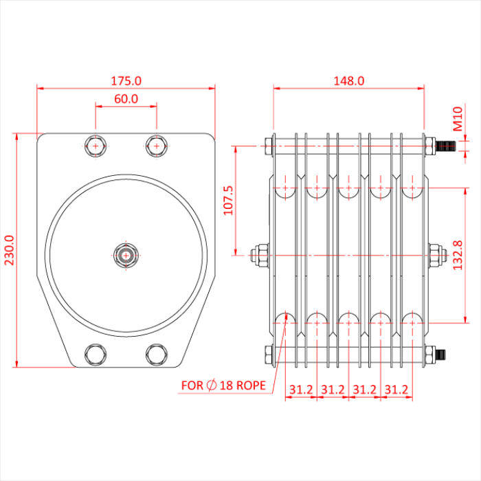 150mm Standard Pulleys-Rope – Doughty Engineering