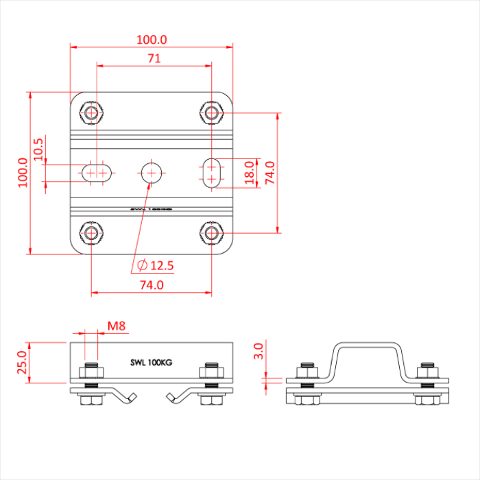 Studio Rail 60-Ceiling Bracket 25mm – Doughty Engineering