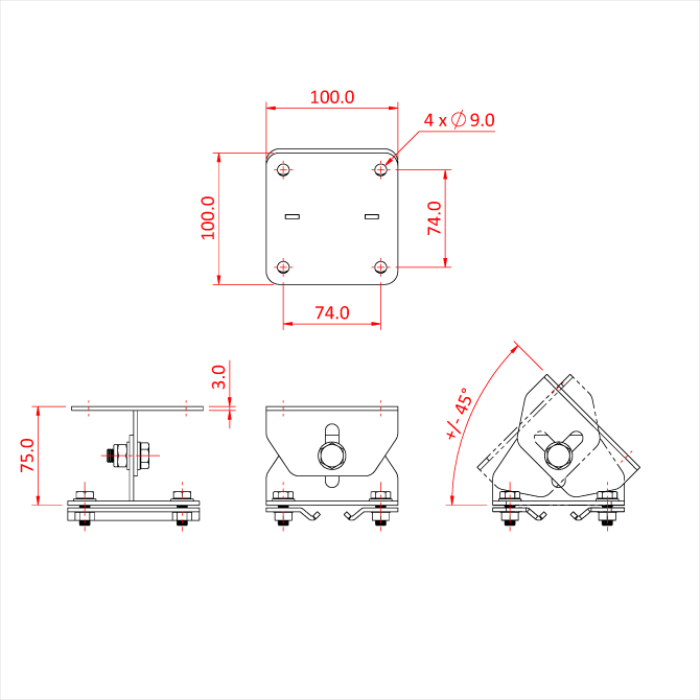 Studio Rail 60- Adjustable Angle Bracket – Doughty Engineering