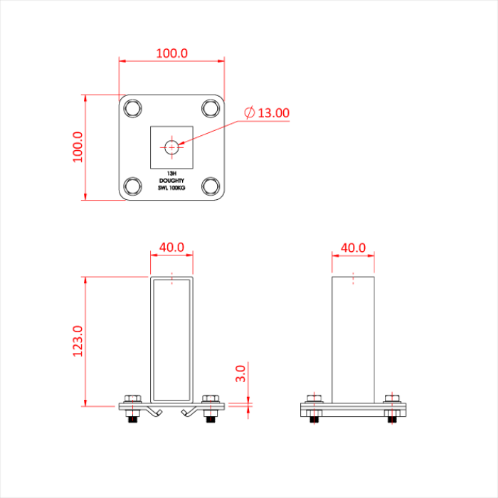 Studio Rail 60-Adjustable Stud Hanger – Doughty Engineering