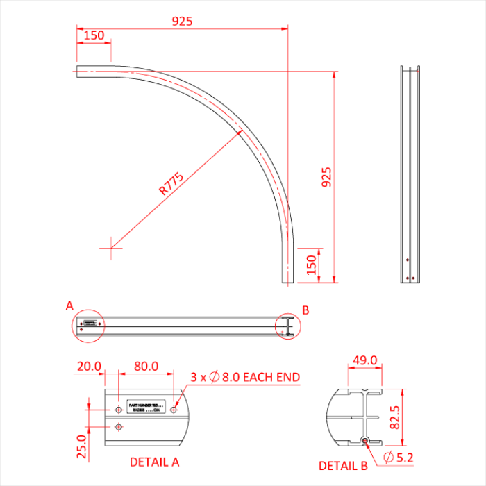 Studio Rail 80 90° Curves – Doughty Engineering