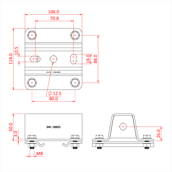 Studio Rail 80-Suspension Brackets with Wall Fixing – Doughty Engineering