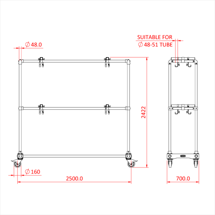 2.5m Meatrack Trolley – Doughty Engineering