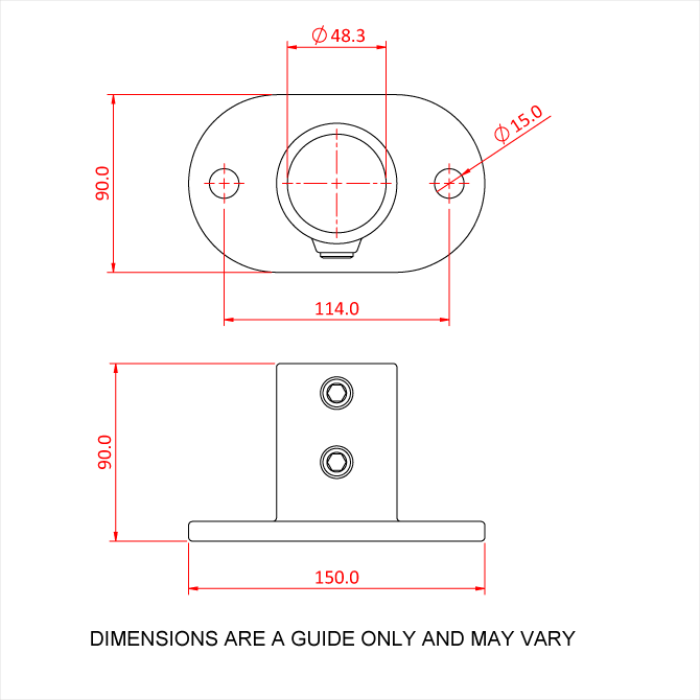Pipeclamp Railing Base Flange – Doughty Engineering