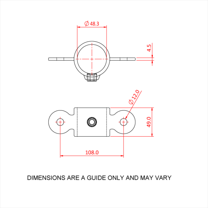 Pipeclamp Double Male Section Of Swivel – Doughty Engineering