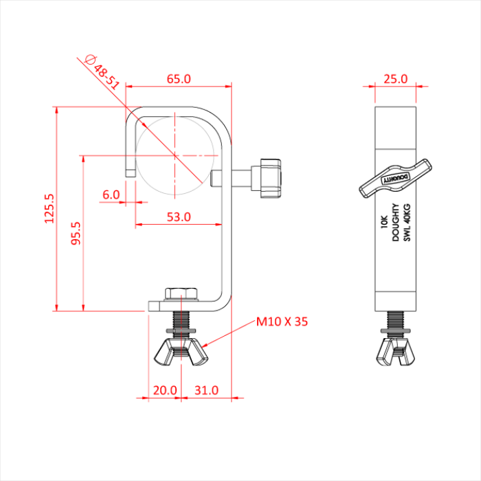 50mm Standard Hook Clamp with Fixings – Doughty Engineering